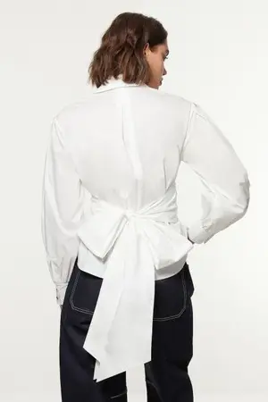 Karen Millen Woven Wrap Balloon Sleeve Blouse