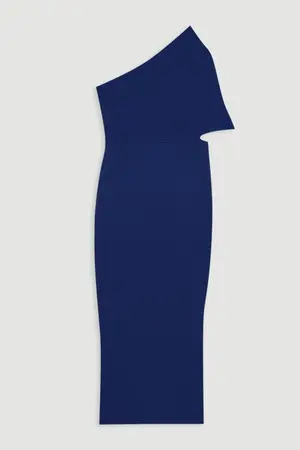 Karen Millen Compact Rib Stitch Knitted One Shoulder Dress