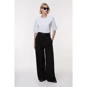 Karen Millen High-waisted Wide-leg Trousers - Black