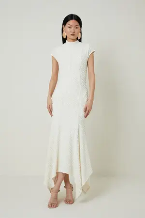 Karen Millen Textured Jersey Maxi Dress With Dramatic Hem