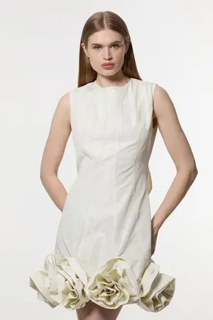 Karen Millen Taffeta Rosette Woven Mini Dress