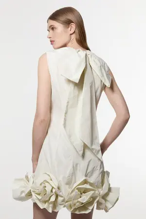 Karen Millen Taffeta Rosette Woven Mini Dress