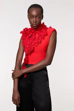 Karen Millen Woven Rosette Crop Top