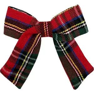 BITS & BOWS Plaid Hair Bow Barrette Red Plaid