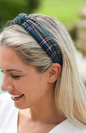 BITS & BOWS Plaid Knot Headband - Green Plaid