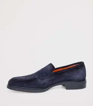 Santoni Suede Penny Loafers