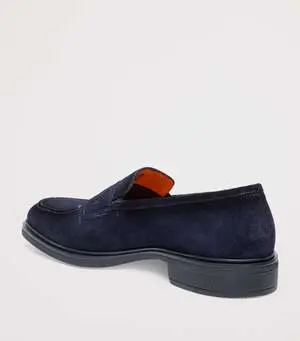 Santoni Suede Penny Loafers