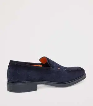 Santoni Suede Penny Loafers