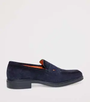 Santoni Suede Penny Loafers