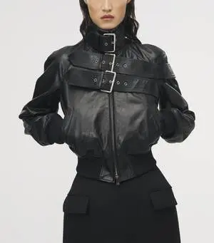 Alexander McQueen Leather Bomber Jacket