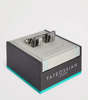 Tateossian Square Engraved Enamel Cufflinks
