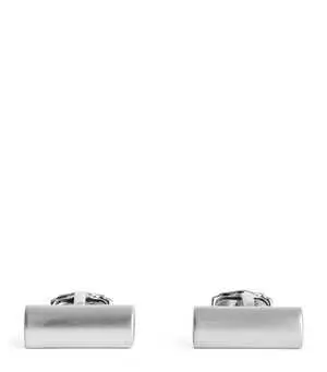 Tateossian White Bronze-plated Cylinder And Enamel Cufflinks - Black