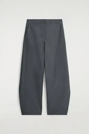 Cos Pima Cotton Barrel-leg Pants - Dark Grey