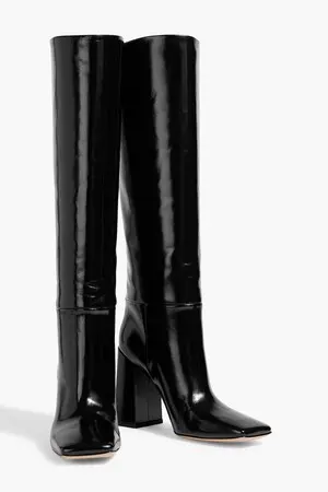 GIANVITO ROSSI Vanta Glossed-leather Knee Boots