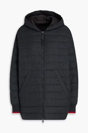 Brunello Cucinelli Bead-embellished Quilted Wool-felt Hooded Jacket