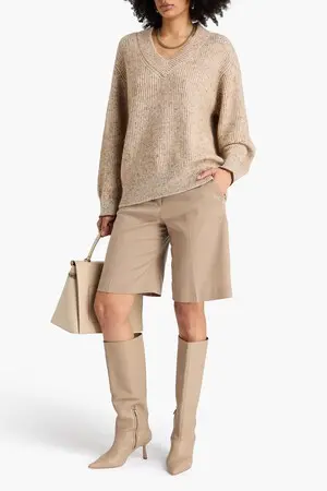 Brunello Cucinelli Donegal Ribbed Wool-blend Sweater - Sand