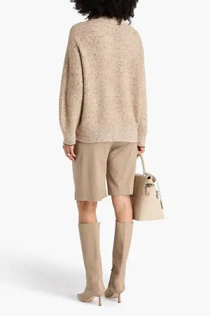 Brunello Cucinelli Donegal Ribbed Wool-blend Sweater - Sand