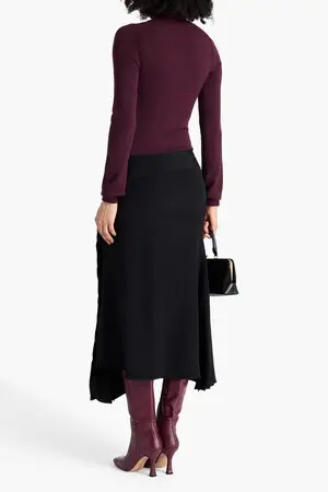 Victoria Beckham Draped Crepe And Wool Turtleneck Maxi Dress