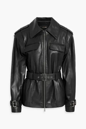 Alberta Ferretti Belted Leather Jacket