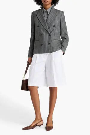 Brunello Cucinelli Double-breasted Pinstriped Wool Blazer - Gray