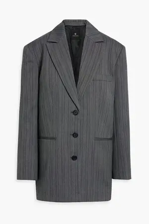 ANINE BING Declan Striped Wool-blend Jacquard Blazer - Gray
