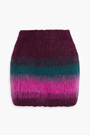 THE ELDER STATESMAN Thistle Striped Alpaca-blend Mini Skirt