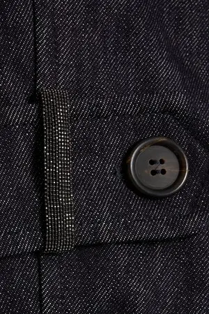 Brunello Cucinelli Bead-embellished Denim Trench Coat