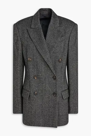 Brunello Cucinelli Double-breasted Herringbone Wool-blend Blazer