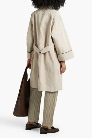 Brunello Cucinelli Canvas Coat With Bead Embellishment