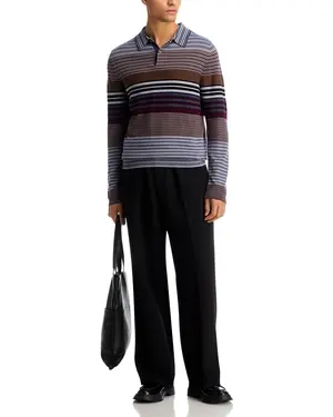 Paul Smith Wool Striped Polo Sweater - Dark Violet