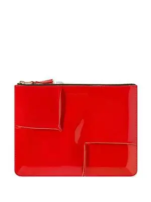Comme Des Garçons Reversed Hem Zipped Wallet - Red