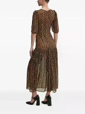 NEVER FULLY DRESSED Leopard-print Midi Dress