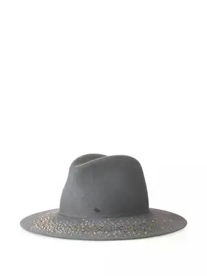 MAISON MICHEL Crystal-embellished Wide Brim Hat - Grey