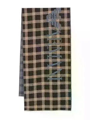 Emporio Armani Check-pattern Logo Scarf - Black