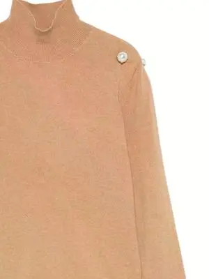 Alberta Ferretti Pearl-embellished Turtleneck Sweater