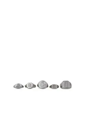 Sacai Debossed-letter Adjustable Ring Set - Grey