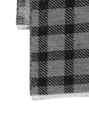 Emporio Armani Check-pattern Logo Scarf - Grey