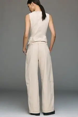Maeve Curve Puddle Pants - White Swan