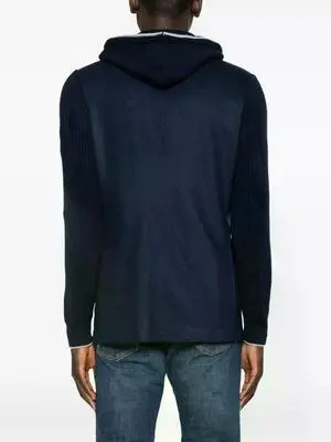 Eleventy Ribbed Hooded Jacket - Blue