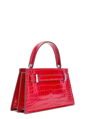 Tory Burch Lee Radziwill Mini Crocodile-effect Top Handle Bag