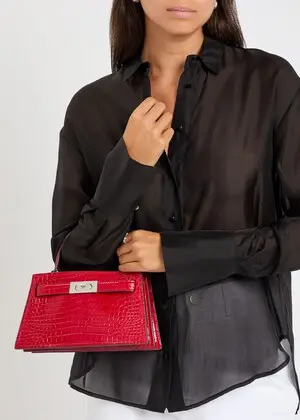 Tory Burch Lee Radziwill Mini Crocodile-effect Top Handle Bag
