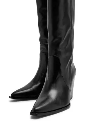STUART WEITZMAN Jolene 75 Leather Knee-high Boots - Black