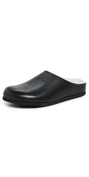 COMMON PROJECTS Leather Clogs With Shearling - Black