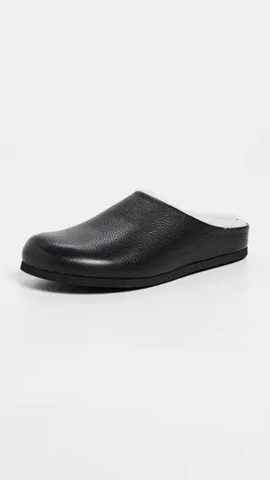 COMMON PROJECTS Leather Clogs With Shearling - Black