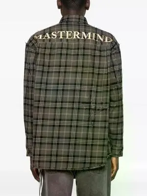MASTERMIND WORLD Skull-embroidered Plaid Shirt - Brown