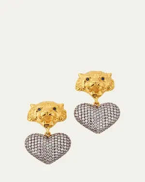 Begum Khan Tiger Heart Dangle Earrings - Yg