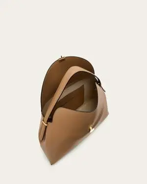 TOTEME T-lock Leather Top-handle Bag - Camel