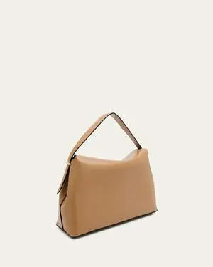TOTEME T-lock Leather Top-handle Bag - Camel