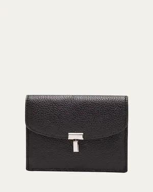TOTEME T-lock Grained Leather Cardholder - Black