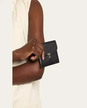 TOTEME T-lock Grained Leather Cardholder - Black